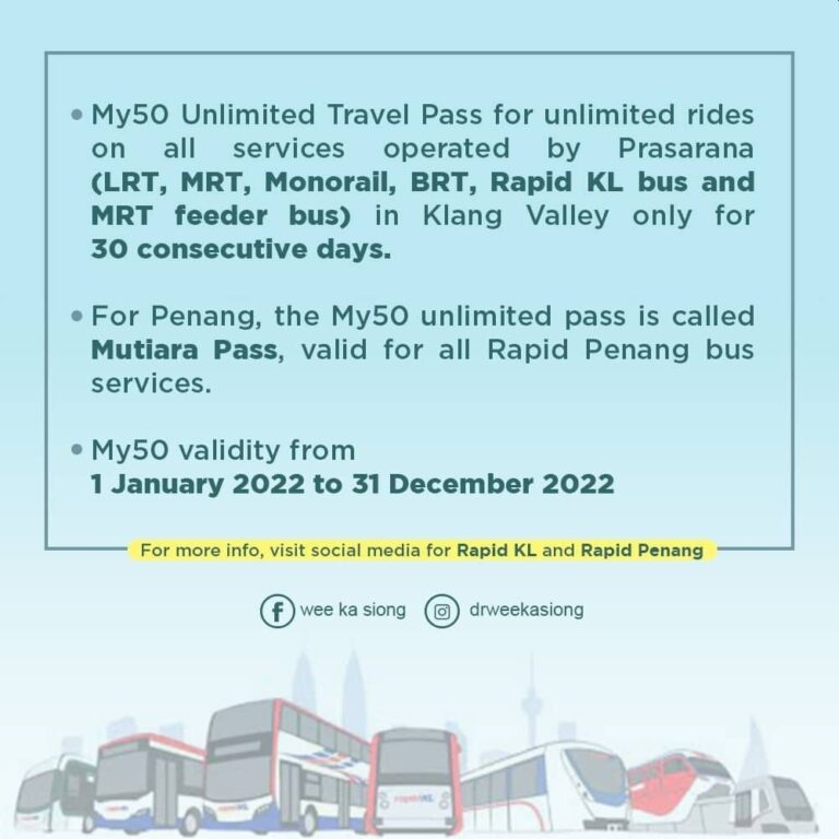 Rapid KL My50 Travel Pass Will Be Effective On January 1st