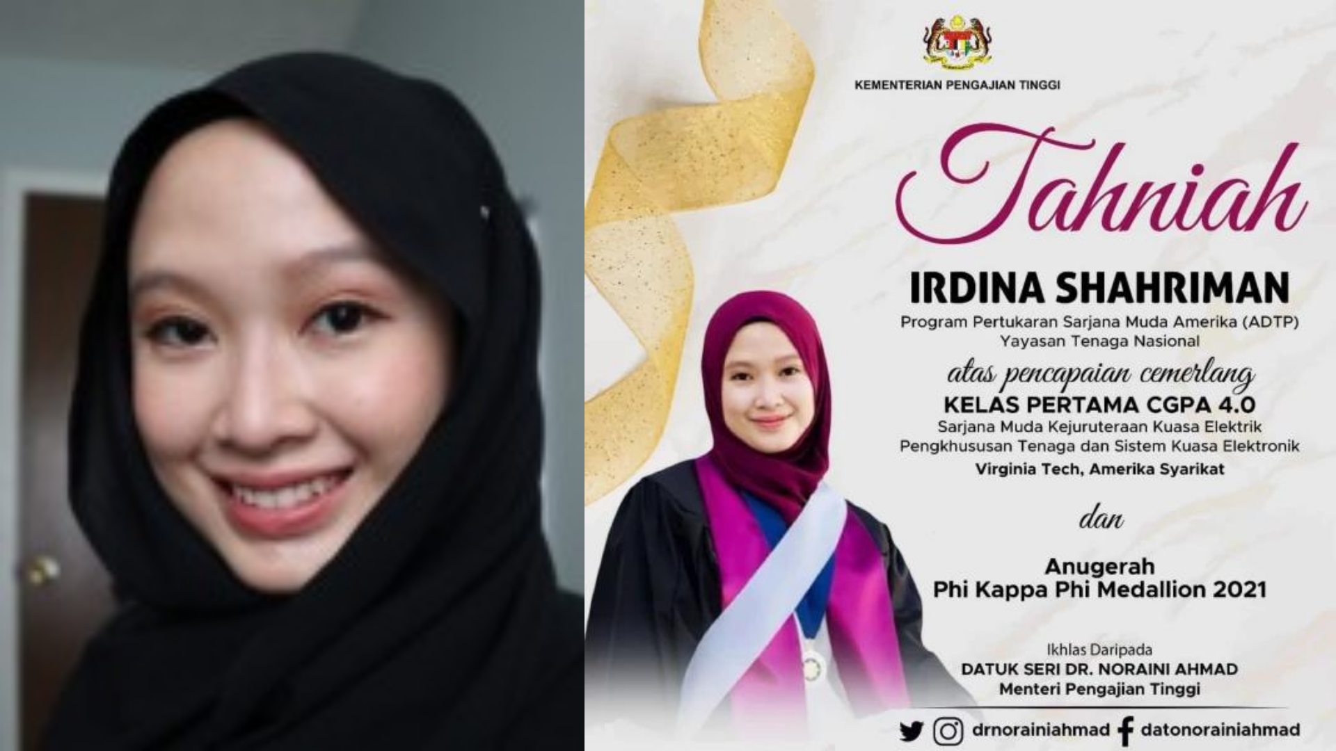 Malaysian Student Achieved 4.0 CGPA in Virginia Tech From 2018 to 2021
