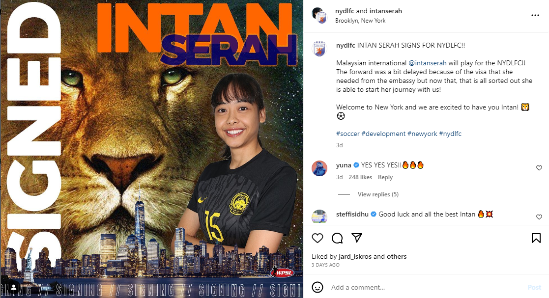Intan Serah To Play In US Women's Premiere Soccer